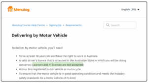 Using a Ps (Red or Green P Plates) for Uber Eats, DoorDash and Menulog