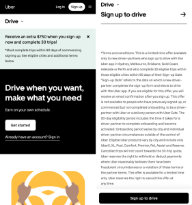 Uber Rideshare Driver Sign Up Bonus in Australia: How much new drivers ...
